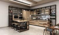 China Light Oak Modern Kitchen Cabinets Premium Stainless Steel Custom Design for sale