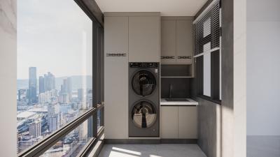 China Green Bean Gray Stainless Steel Balcony Storage Cabinet for sale