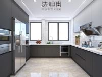 China Modern Luxury U-Shaped Sleek Gray Design Stainless Steel Kitchen Cabinet for sale