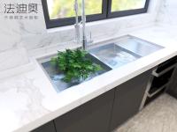 China Modern Luxury U-Shaped Sleek Gray Design Stainless Steel Kitchen Cabinet for sale