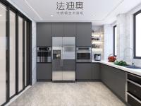 China Modern Luxury U-Shaped Sleek Gray Design Stainless Steel Kitchen Cabinet for sale