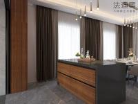 China U-Shaped Wood Grain Stainless Steel Kitchen Cabinets with LED for sale