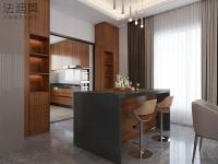 China U-Shaped Wood Grain Stainless Steel Kitchen Cabinets with LED for sale