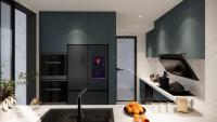 China Blue-Gray Stainless Steel Kitchen Cabinets with Integrated Appliances for sale