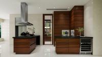 China Walnut Stainless Steel Kitchen Cabinets with Island for sale