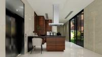 China Walnut Stainless Steel Kitchen Cabinets with Island for sale
