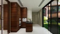 China Walnut Stainless Steel Kitchen Cabinets with Island for sale