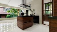 China Walnut Stainless Steel Kitchen Cabinets with Island for sale