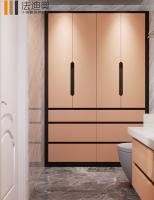 China Orange Stainless Steel Bathroom Vanity with LED Mirror & Tall Storage for sale