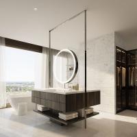 China Modern Marble Stainless Steel Bathroom Vanity with LED Mirror for sale