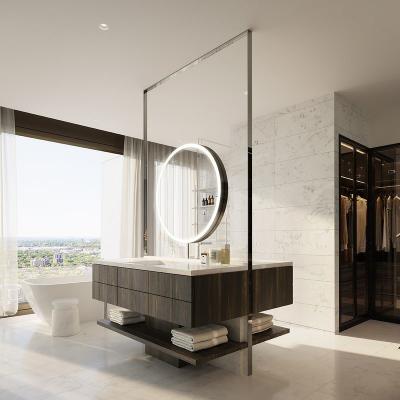 China Modern Marble Stainless Steel Bathroom Vanity with LED Mirror for sale