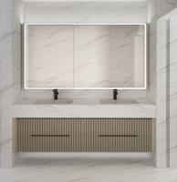 China Champagne Gold Dual Basin Stainless Steel Bathroom Vanity for sale