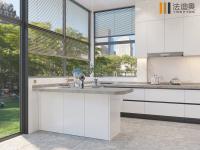 China Premium Stainless Steel U-Shaped Kitchen Cabinet With Extra-High Wall Cabinets for sale