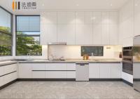 China Premium Stainless Steel U-Shaped Kitchen Cabinet With Extra-High Wall Cabinets for sale