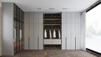 China Matte White Stainless Steel Walk-In Closet with LED Shelves for sale