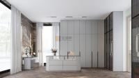 China Matte White Stainless Steel Walk-In Closet with LED Shelves for sale