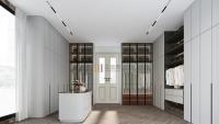 China Matte White Stainless Steel Walk-In Closet with LED Shelves for sale