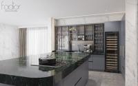 China Modern U-Shaped Grey Stainless Steel Kitchen Cabinet With Marble Finish for sale