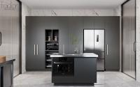 China Gray Double-Line Stainless Steel Kitchen Cabinet with Integrated Island for sale