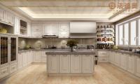 China White Stainless Steel Kitchen Cabinet with Profile Door & Gold Handles for sale
