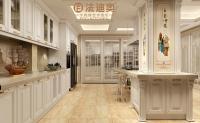 China White Stainless Steel Kitchen Cabinet with Profile Door & Gold Handles for sale