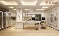 China White Stainless Steel Kitchen Cabinet with Profile Door & Gold Handles for sale