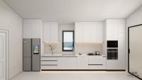 China White Stainless Steel Kitchen Cabinets One-Wall with Appliances for sale
