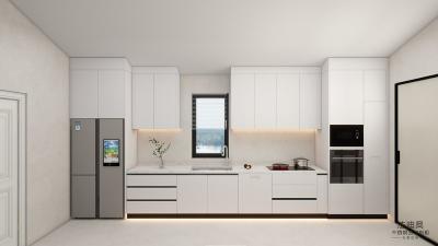 China White Stainless Steel Kitchen Cabinets One-Wall with Appliances for sale