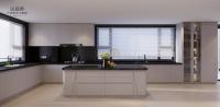 China Grey Stainless Steel Kitchen Cabinet with Curved Island for sale