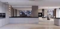 China Grey Stainless Steel Kitchen Cabinet with Curved Island for sale