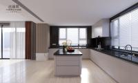 China Grey Stainless Steel Kitchen Cabinet with Curved Island for sale