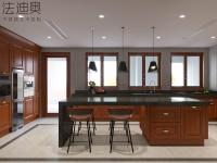 China New Chinese Style Wood Grain Kitchen Cabinet With Floor-Standing Island for sale
