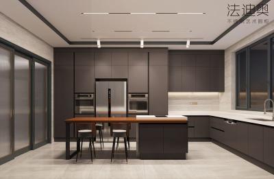 China Charcoal Black U-Shaped Stainless Steel Kitchen Cabinets for sale