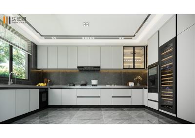 China U-Shaped Stainless Steel Kitchen Cabinet with Wine Cooler for sale