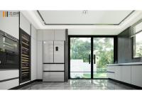 China U-Shaped Stainless Steel Kitchen Cabinet with Wine Cooler for sale
