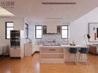 China L-Shaped Stainless Steel Kitchen Cabinet With Functional Island for sale