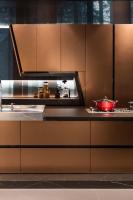 China Rose Gold Stainless Steel Kitchen Cabinets with Geometric Design for sale
