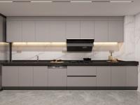 China Grey Stainless Steel Kitchen Cabinet with Wine Storage & Extendable Table for sale