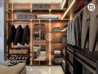 China Rose Gold Stainless Steel U-Shaped Walk-In Closet With Ambient Lighting for sale