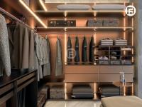 China Rose Gold Stainless Steel U-Shaped Walk-In Closet With Ambient Lighting for sale