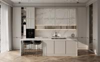 China European Kitchen Cabinets Minimalist Line Aesthetics With Ample Storage for sale