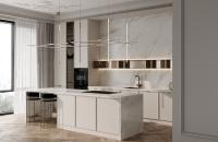 China European Kitchen Cabinets Minimalist Line Aesthetics With Ample Storage for sale