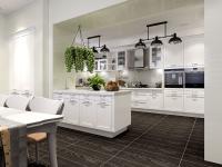 China European Style White Stainless Steel Kitchen Cabinets with Embossed Door for sale