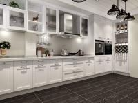 China European Style White Stainless Steel Kitchen Cabinets with Embossed Door for sale
