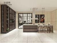 China Dark Wood Stainless Steel Kitchen Cabinets with Island for sale