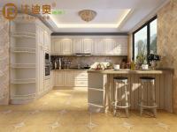 China French Kitchen Cabinets with Curved Display Shelves and Island for sale