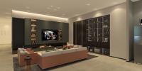 China Gray Wall-Mounted Stainless Steel TV Cabinet with Grain Panel for sale