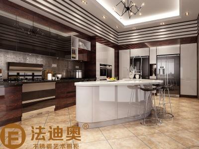 China Modern Kitchen Cabinet Dark Wood Elegance With A Butterfly Island Design for sale