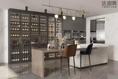 China Grey Glass Wine Cabinet with Built-In Appliances | Stainless Steel for sale