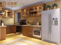 China Wood Grain Stainless Steel Kitchen Cabinets with Glass Doors for sale
